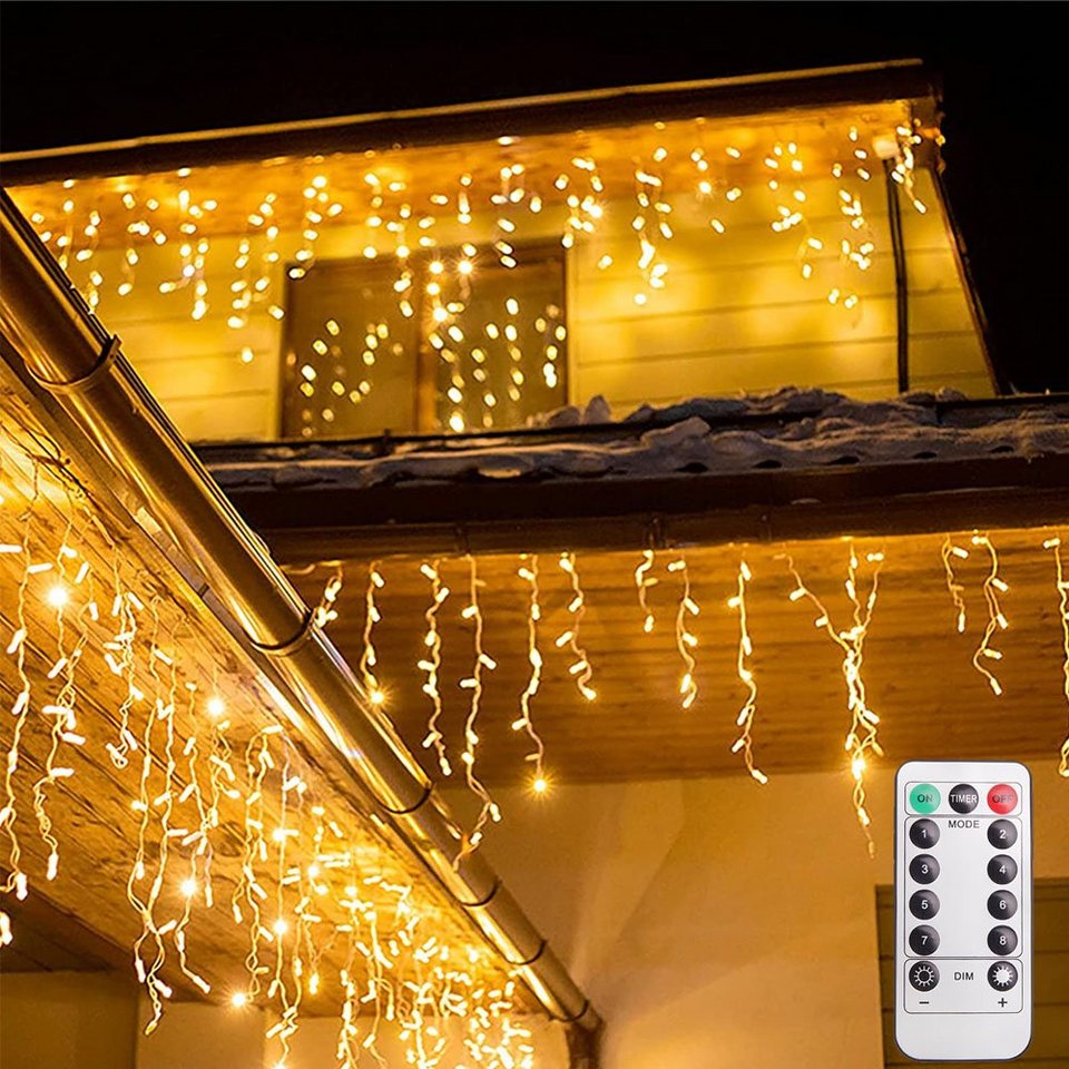 Xersek Led Gartenleuchte 200flamming Außen Eisregen Lichtervorhang Led