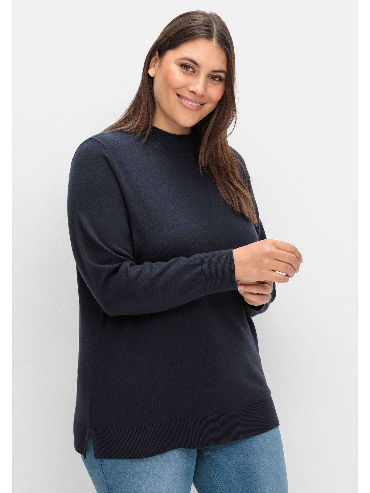 Sheego Strickpullover Große Größen Mit Geripptem Stehkragen Und