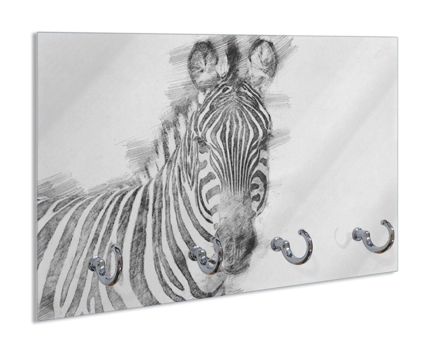 Wallario Schlüsselbrett Zebra In Schwarz Weiß Bleistift Zeichnung