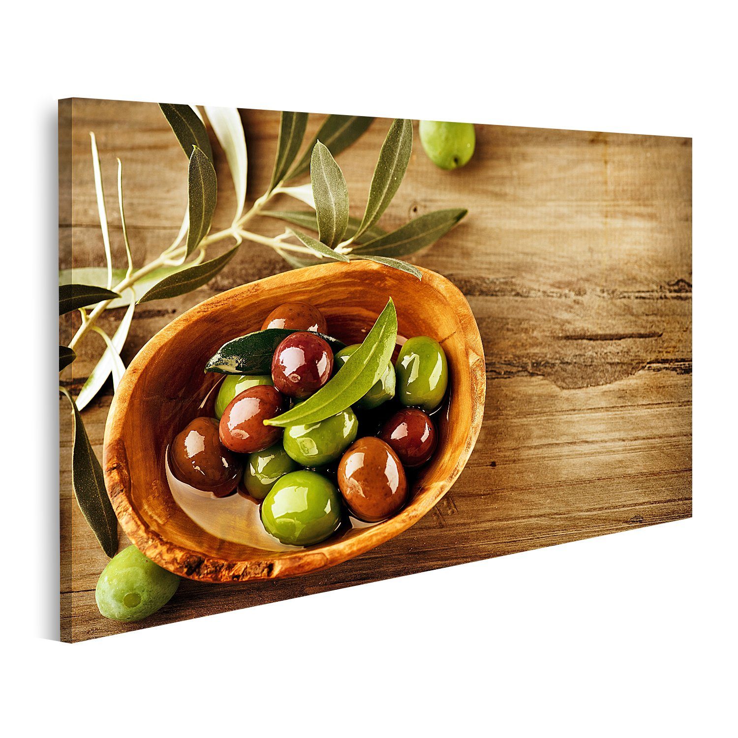 islandburner Leinwandbild Bild auf Leinwand Oliven und Olivenöl Wandbild Poster Kunstdruck Bilde