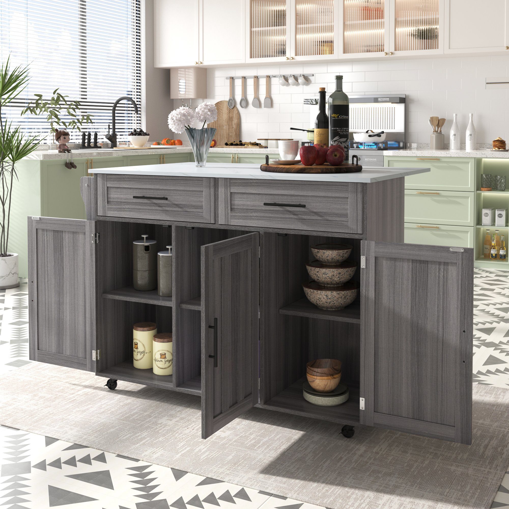 Gotagee Sideboard Anrichte Arbeitsplatte Speisewagen129x76 X915cm Mit
