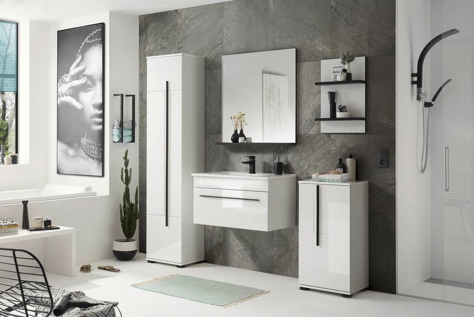 Stylefy Badezimmer Set Sambir Xii Weiß Matt Weiß Hochglanz