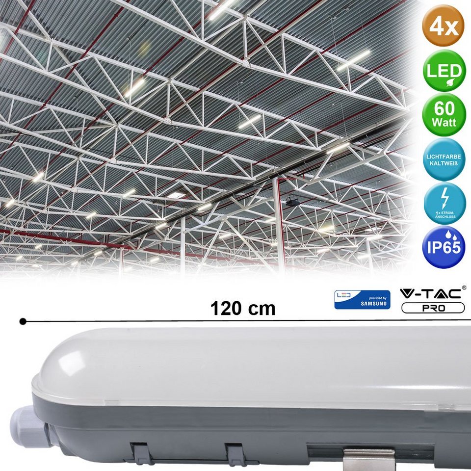 Etc Shop Deckenleuchte 4er Set Smd Led 60 Watt Feucht Raum Werkstatt