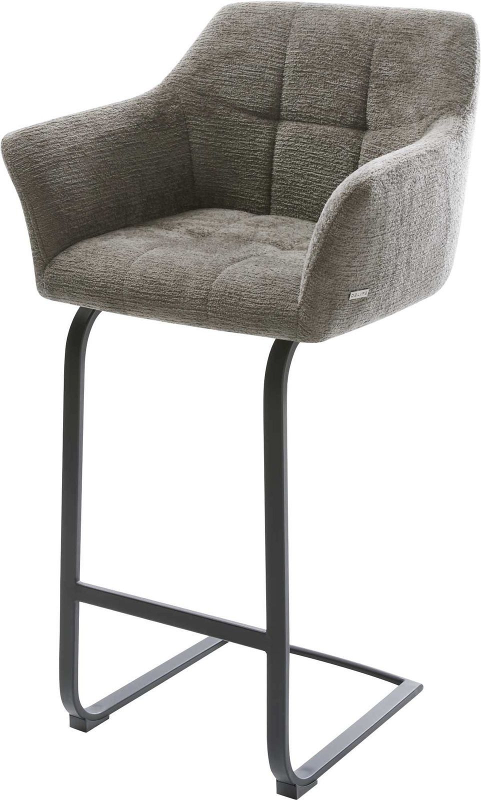 DELIFE Barhocker Yulo-Flex, Freischwinger Flach Metall Schwarz Bouclé ...