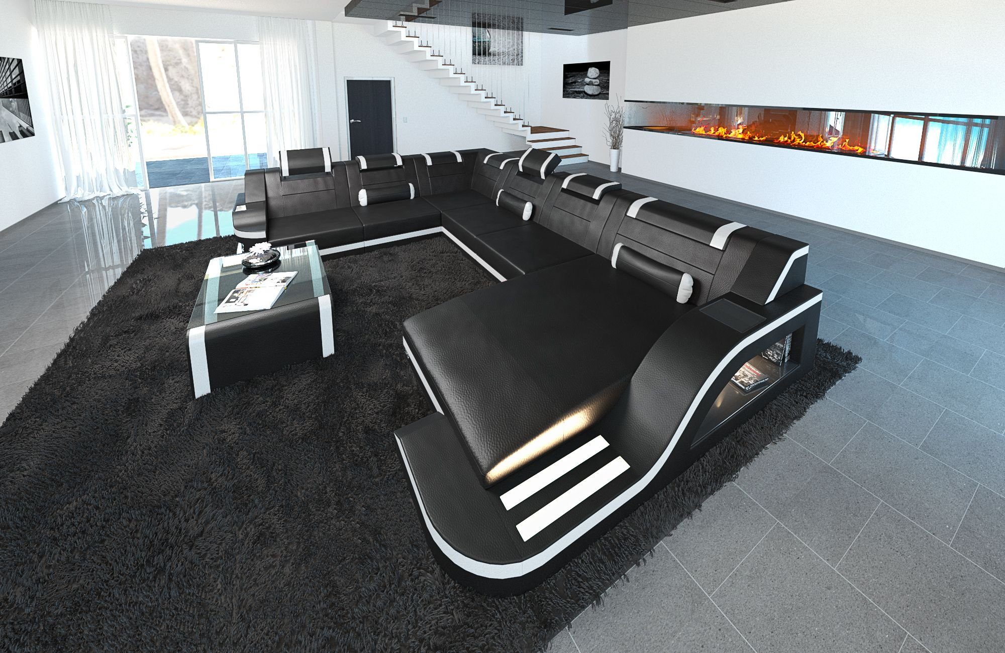 Sofa Dreams Wohnlandschaft Ledercouch Sofa Leder Palermo XXL U Form ...