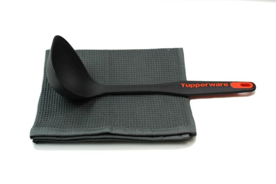 Tupperware Back Set Griffbereit Schöpflöffel Schwarz Orange Glastuch