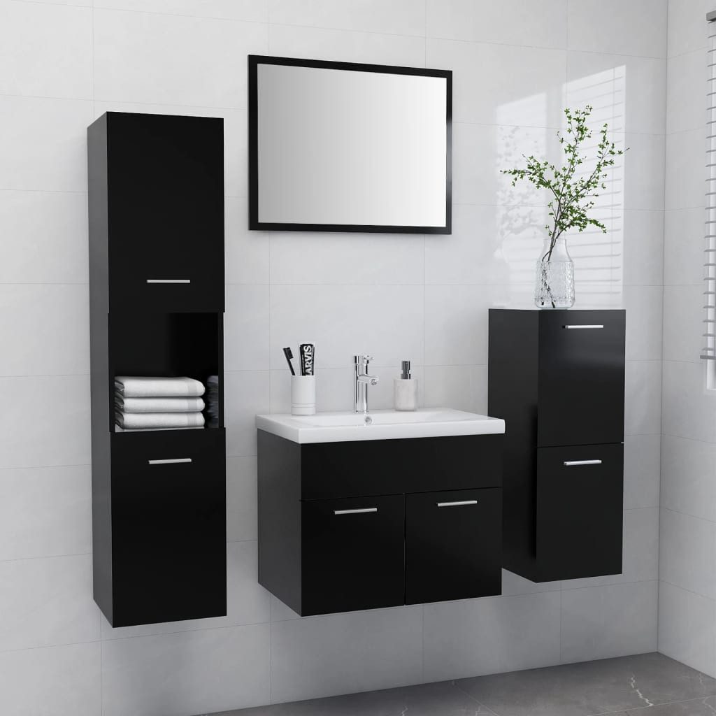 Badmobel Schwarz Set