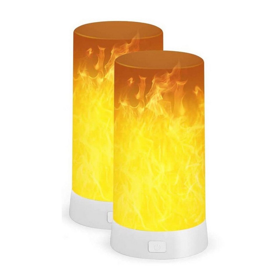 Dopwii Led Schreibtischlampe Zwei Led Flammen Usb Aufladbar Mit