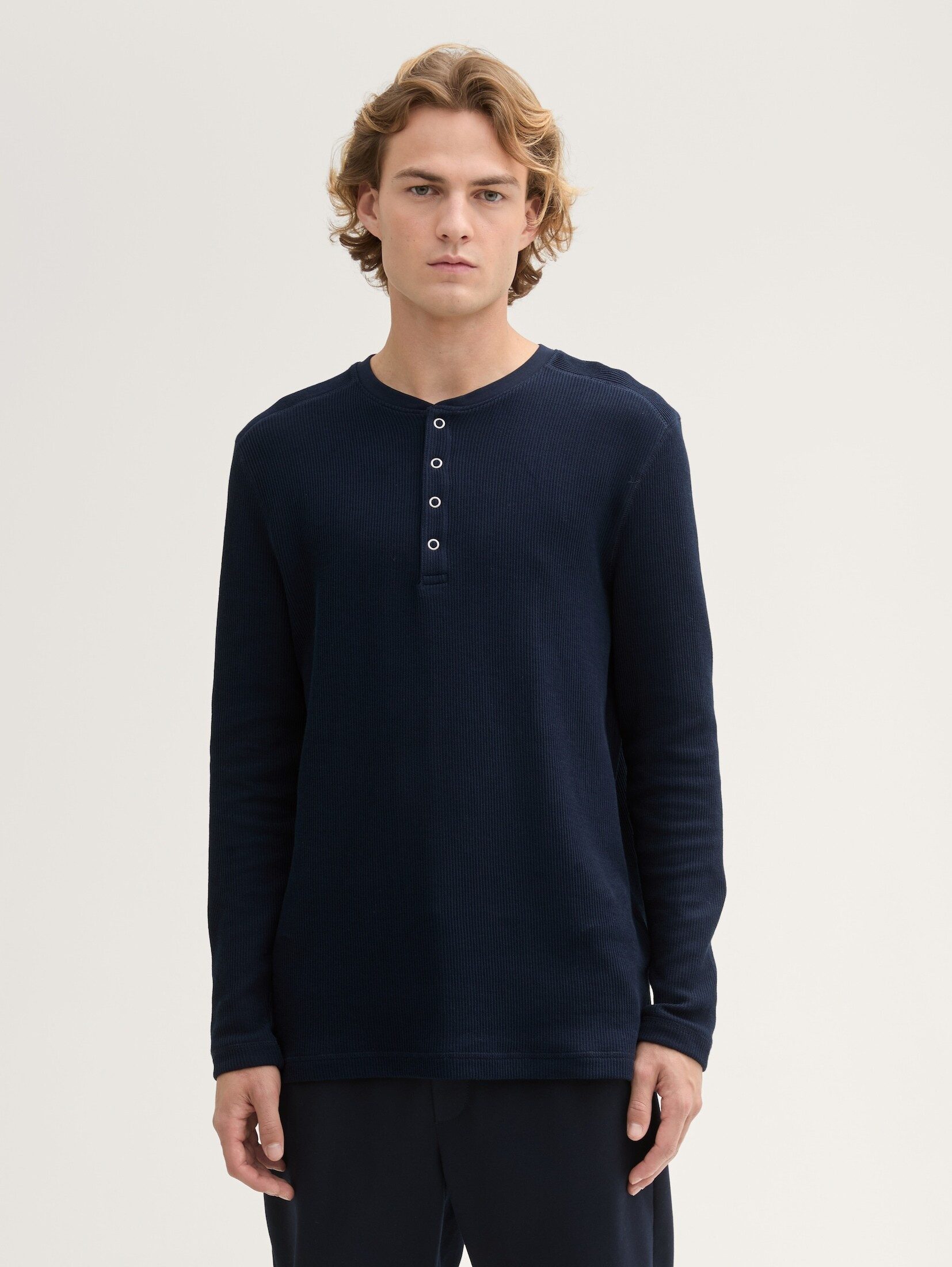 Tom Tailor Denim T Shirt Henley Langarmshirt Mit Rippstruktur Unser
