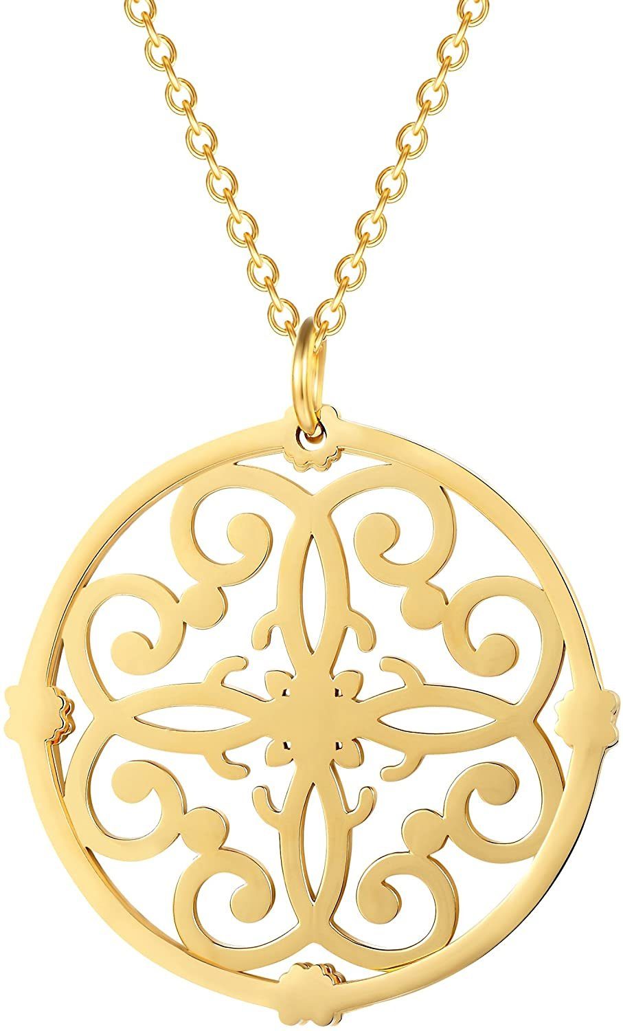 Karisma Kette mit Anhänger Karisma Damen Edelstahl Anhängerkette Collier Chakra 80cm, Lang ...