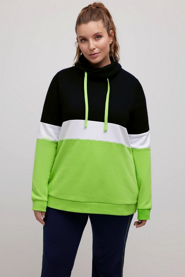 Ulla Popken Sweatshirt Sweatshirt Colorblocking Stehkragen Langarm