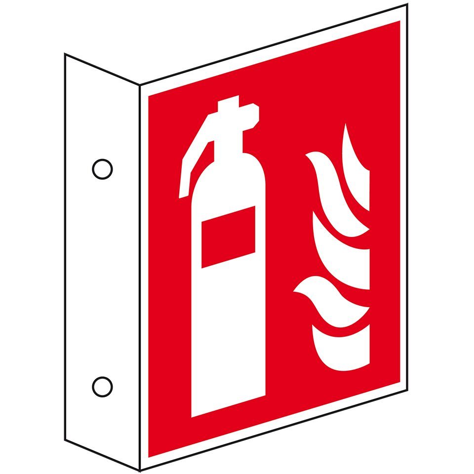 König Werbeanlagen Hinweisschild Brandschutz-Fahnenschild Feuerlöscher, ASR/ISO, Kunststoff ...