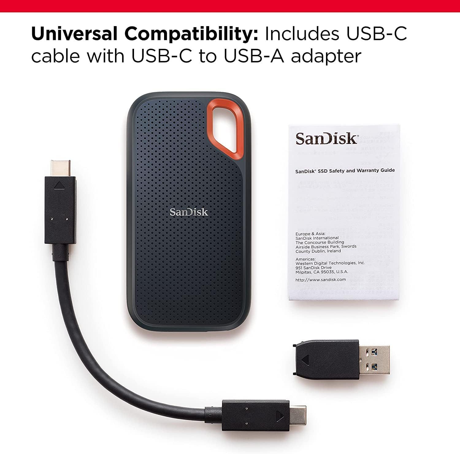 Sandisk Extreme Portable 4TB tragbare SSD USB-C USB-A externe SSD (4 TB ...