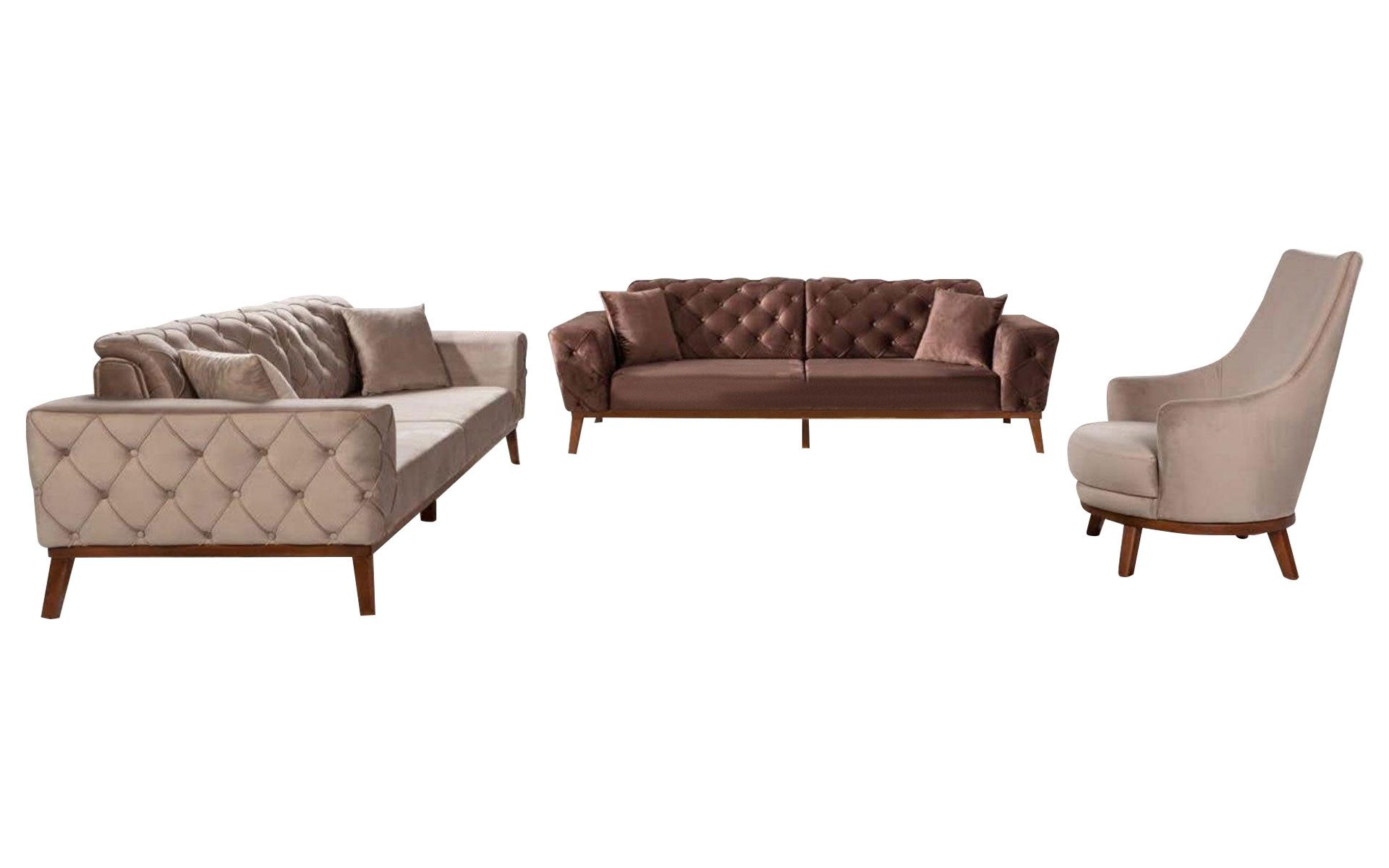 Jvmoebel Sofa Sofagarnitur Sofa 331 Sitz Wohnzimmer Braun Sessel