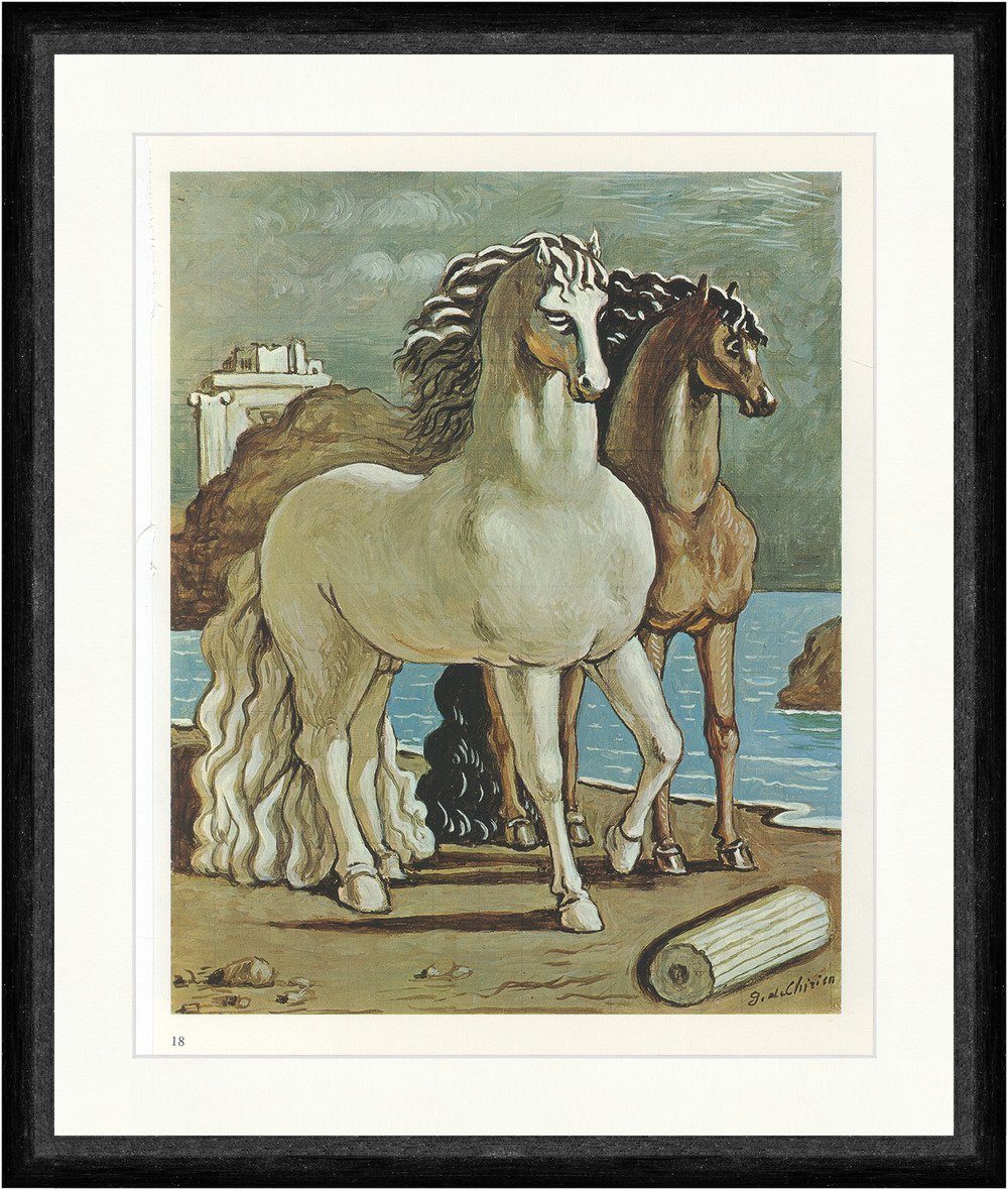 Kunstdruck Die antiken Pferde Giorgio De Chirico Surrealismus Mähne Faks_Plakatwe, (1 St)