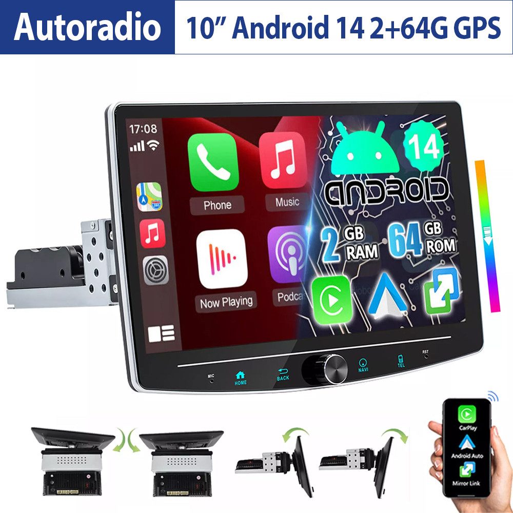 ESSGOO 10" Android 14 Wireless Carplay WiFi GPS Geeignet für alle Modelle Autoradio (DAB+ ...