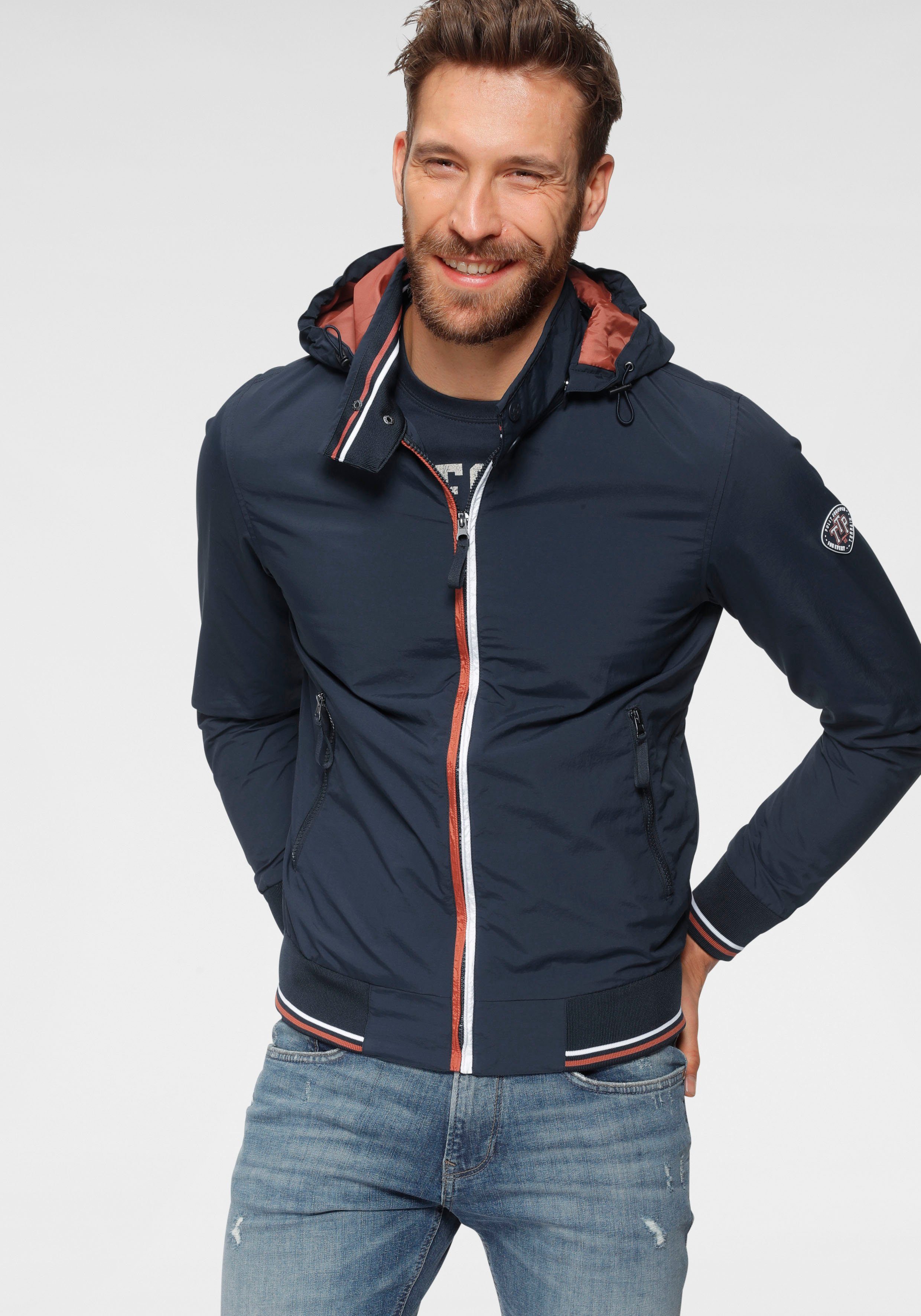Tom Tailor Polo Team Blousonjacke Mit Streifen In Kontrastfarbe Und