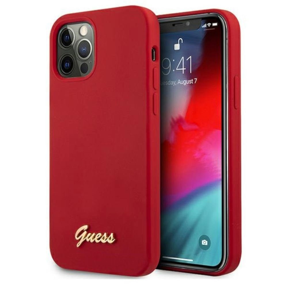 Guess Handyhülle Guess Silikon Script Apple Iphone 12 12 Pro Rot
