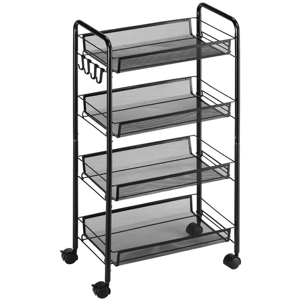 Homcom Servierwagen Abnehmbar Mit 4 Ebene Haken Griff Bremsen