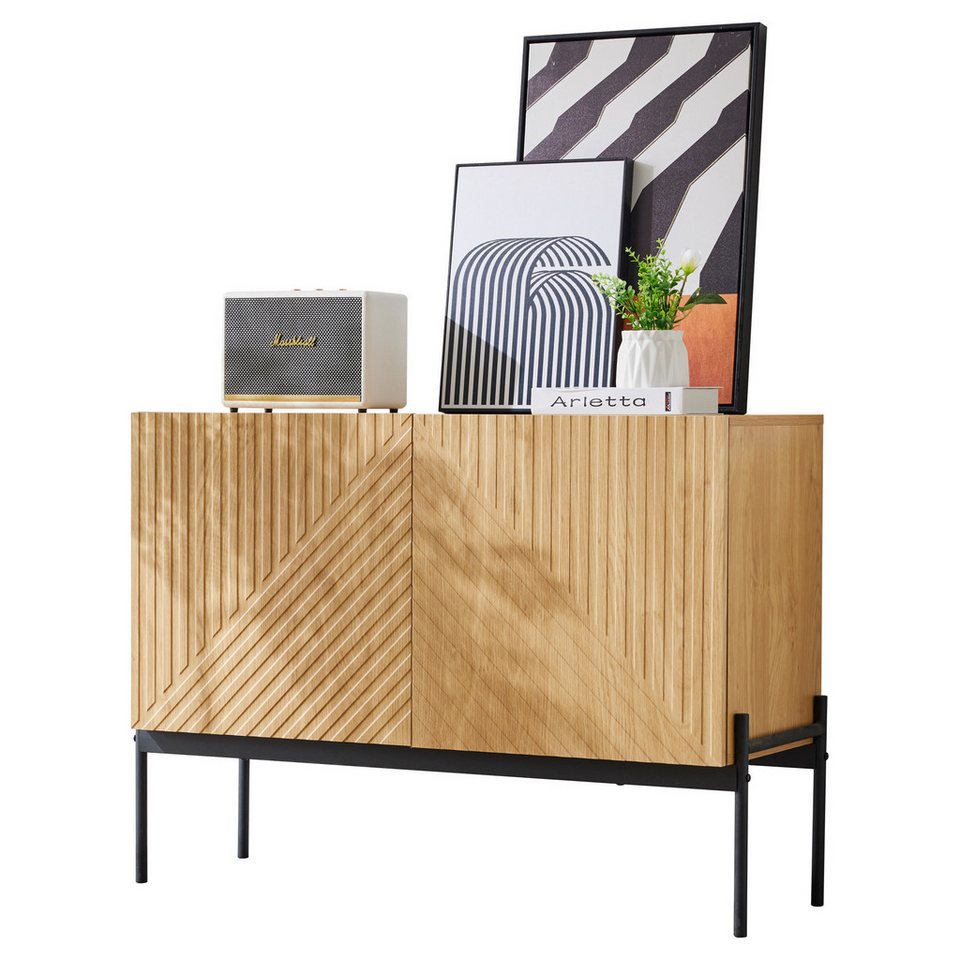 Gotagee Sideboard Mit 2 Türen Und Metallbeinen Buffet Kommode Schrank