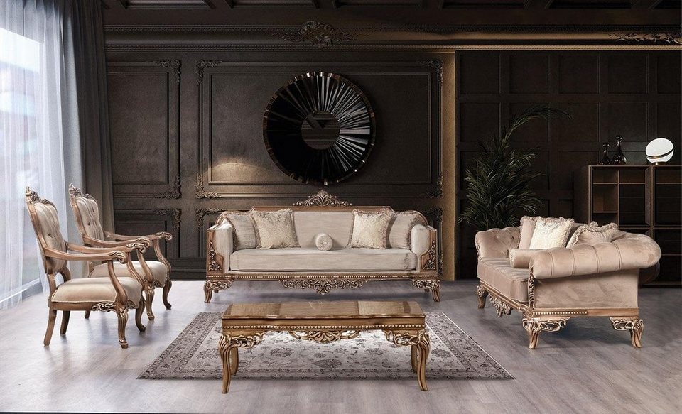Jvmoebel Wohnzimmer Set Barock Wohnzimmer Möbel Set Couch Sofa Polster