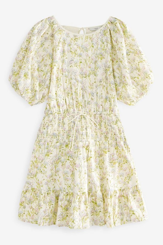 Next Minikleid Gesmoktes Kurzarm Minikleid Mit Lochstickerei 1 Tlg
