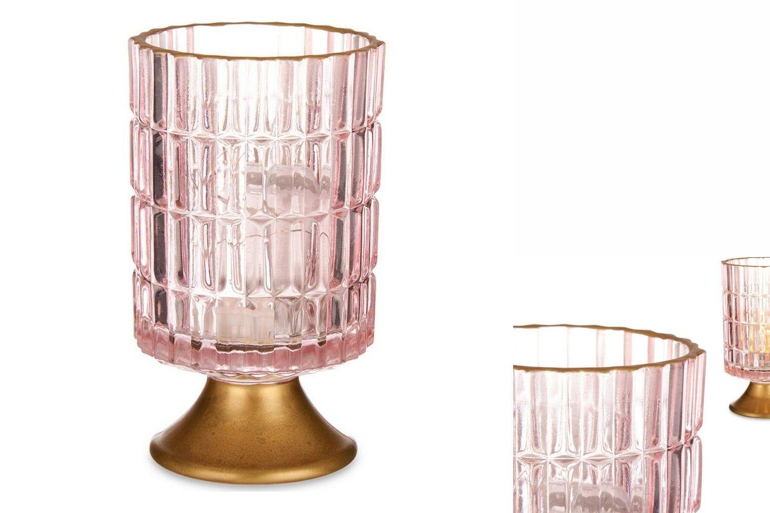 T Decor Windlicht Led Laterne Streifen Rosa Golden Glas 107 X 18 X