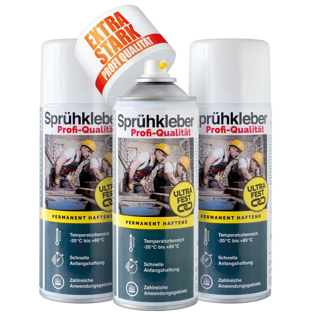 Everglue Sprühkleber 3x Big Difference Sprühkleber mit variablem Sprühkopf 400ml