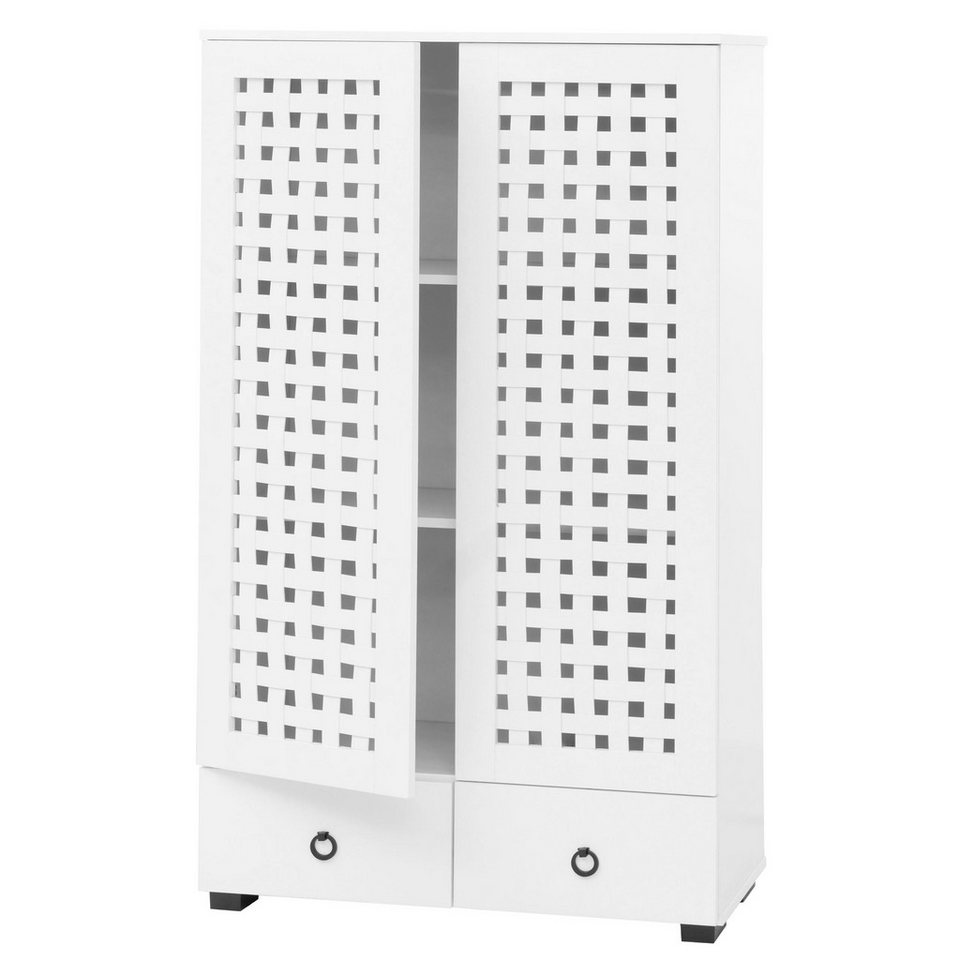 Mcw Hochschrank Mcw N87 Ws Schrank Mit Zwei Türen Im 3d Flecht Design