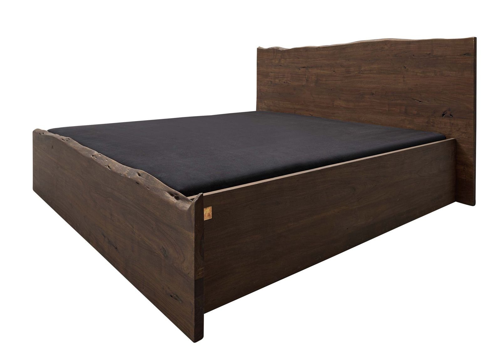 Massivmoebel24 Massivholzbett Bett Akazie 200x200x105 Braun Lackiert