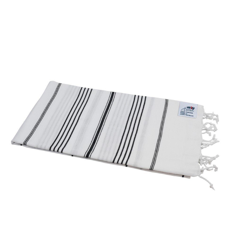 my Hamam Hamamtuch Wellness-Saunatuch "Sultan" für Spa & Hamam, Baumwolle (1-St), weiß schwarz ...