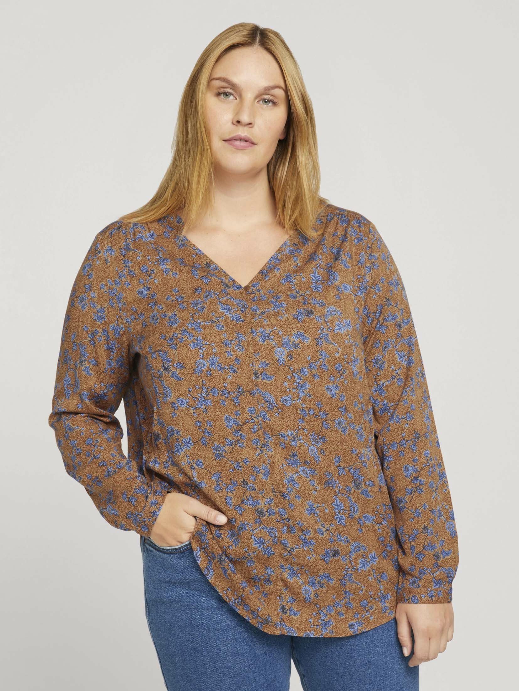 Tom Tailor Plus Langarmbluse Curvy Bluse Mit Taillenraffung