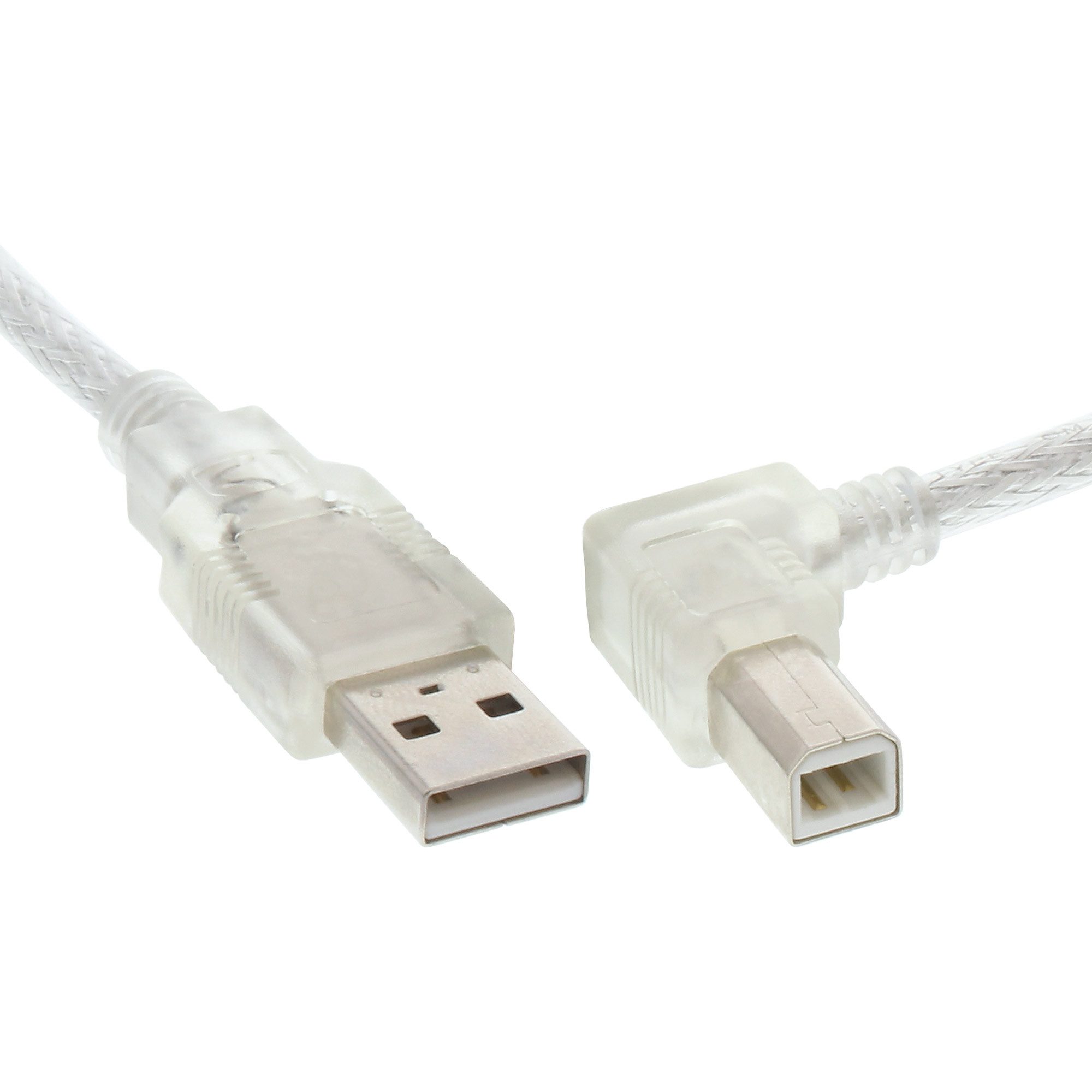 Inline InLine® USB 2.0 Kabel, A an B rechts abgewinkelt, transparent, 0 ...