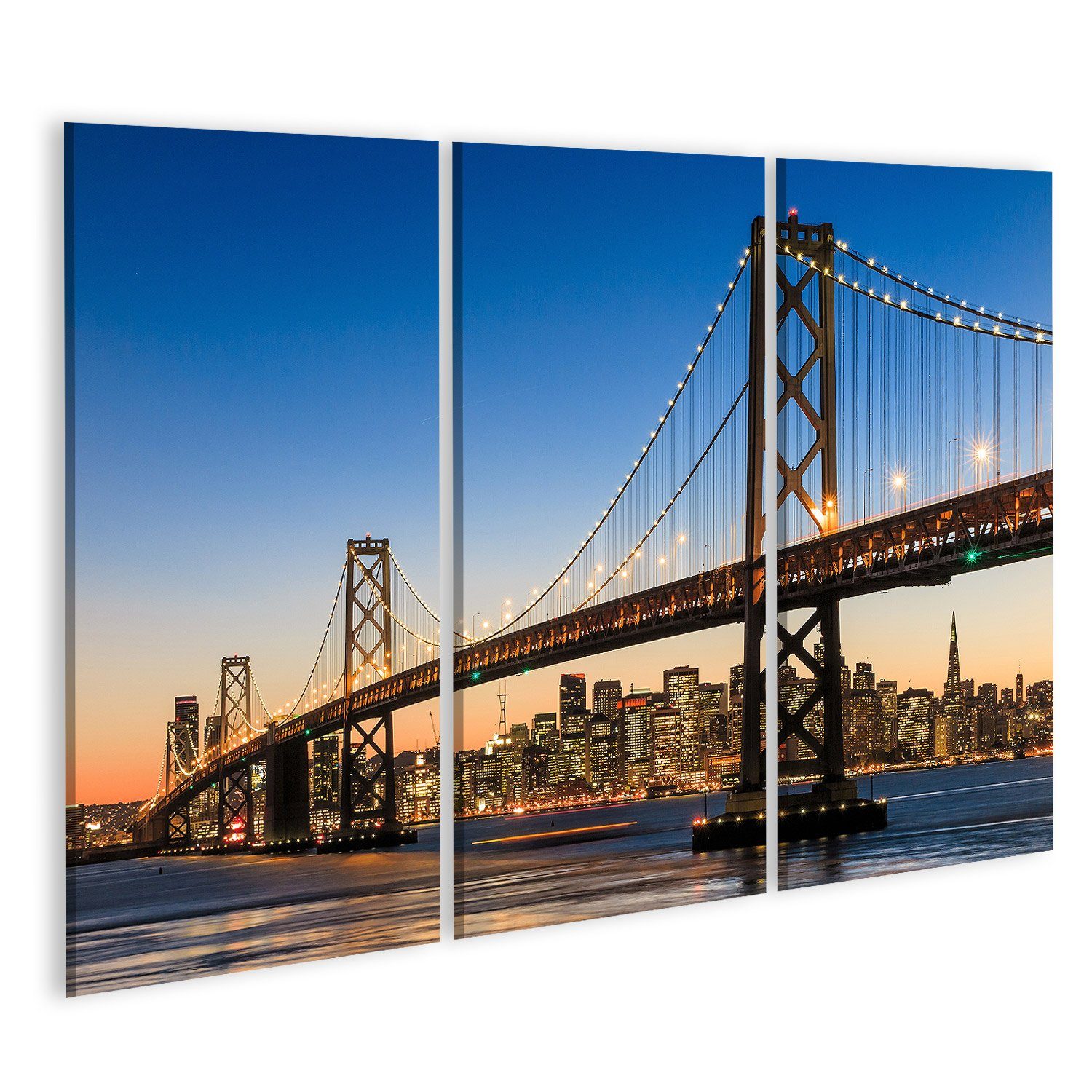 islandburner Leinwandbild »Bild auf Leinwand San Francisco Skyline Bay Bridge Sonnenuntergang ...