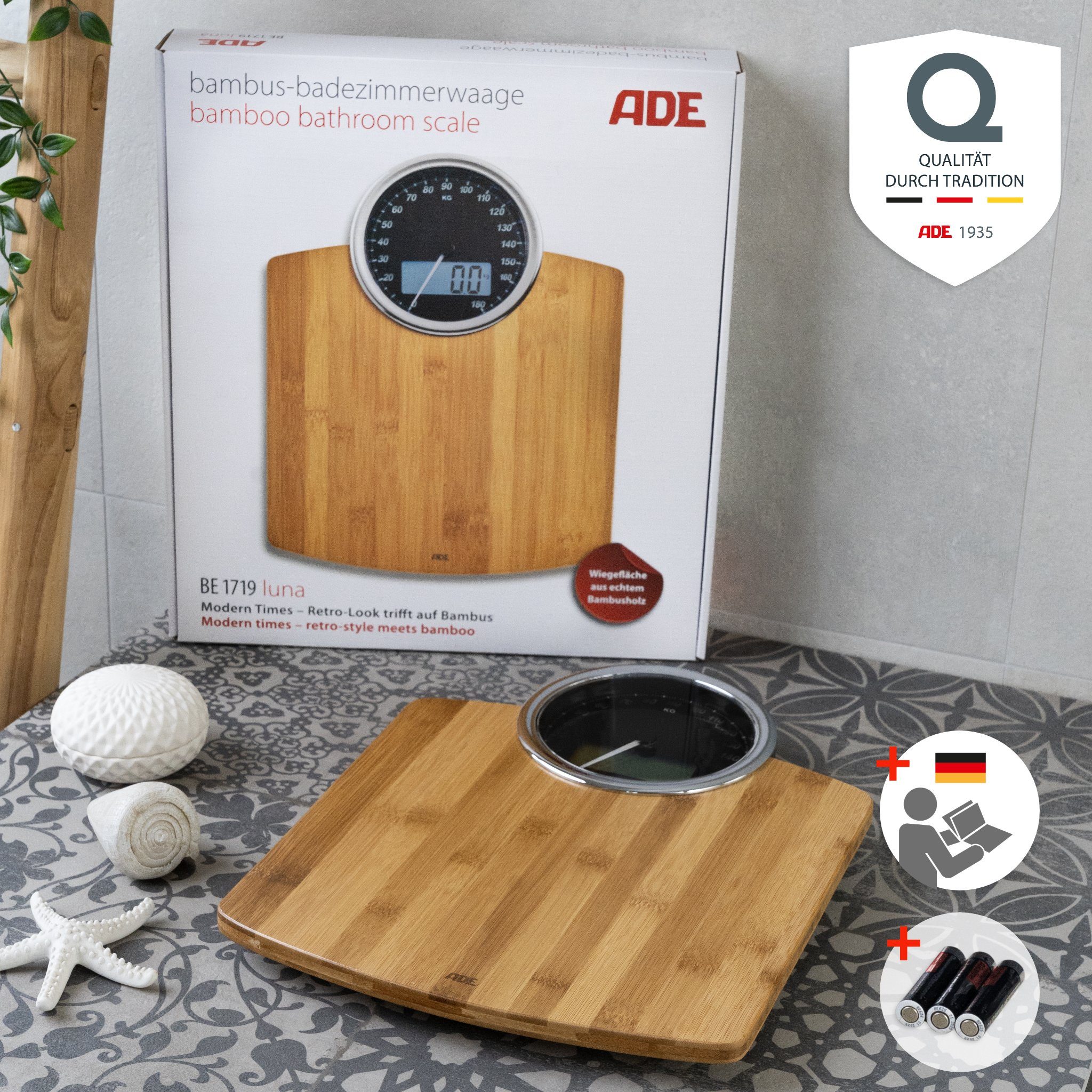 ADE Personenwaage Körperwaage mit Dual-Display: digital und analog ...