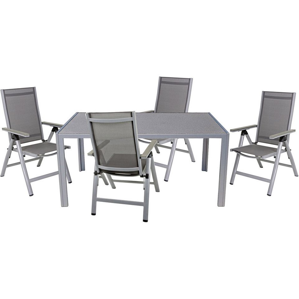 Lomadox Balkonset GARDA-120, Gartenmöbel Set Tisch mit 4 Stühlen grau ... Lomadox Balkonset GARDA-120, Gartenmöbel Set Tisch mit 4 Stühlen grau ...