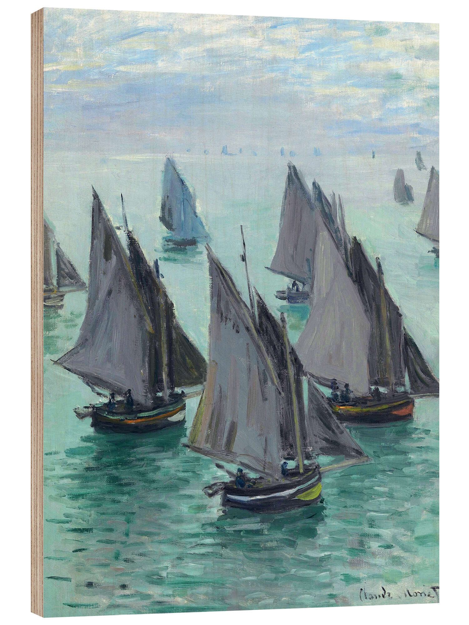 Posterlounge Holzbild Claude Monet Fischerboote Bei Ruhigem Wetter