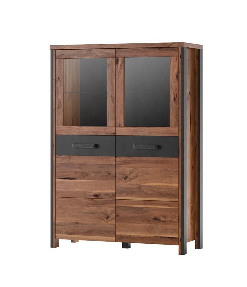 Stylefy Vitrine Dolar Royalis Eiche Anthrazit Standvitrine