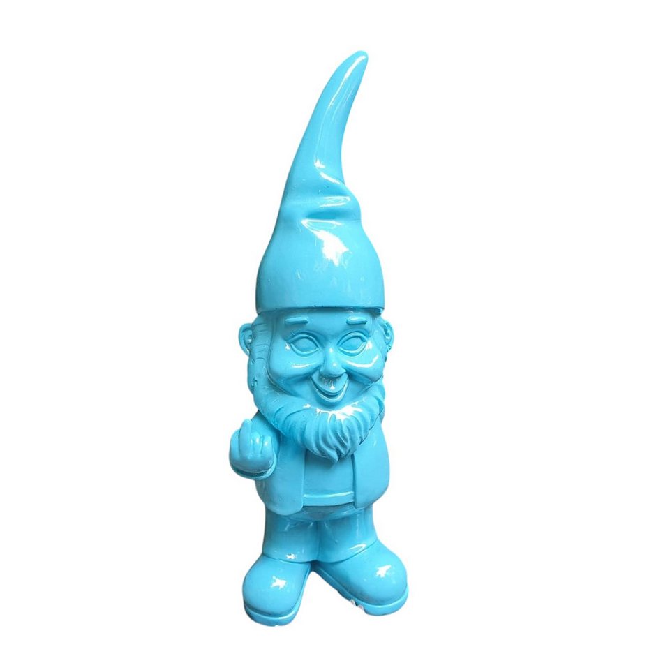 Aspinaworld Gartenfigur Gartenzwerg Mit Stinkefinger 17 Cm Blau