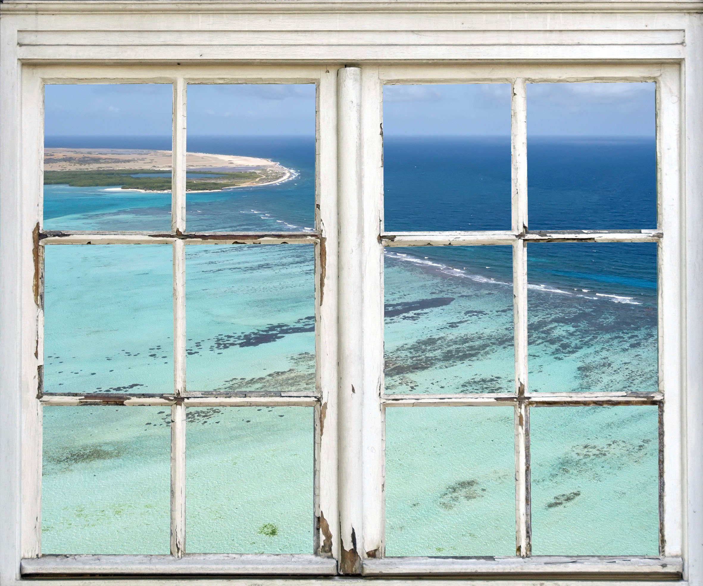 queence Wandsticker Meer, Wandsticker, Wandbild, selbstklebend, 3D, Fenster, Wandtattoo