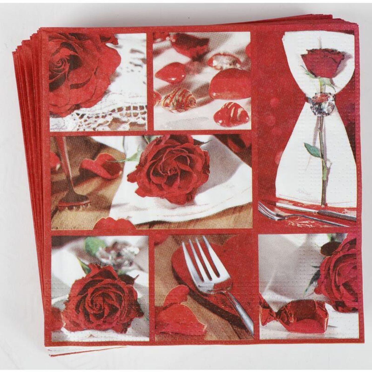 BURI Papierserviette 24x 20er-Packung Servietten 33x33cm 3-lagig rot Hochzeit Valentienstag