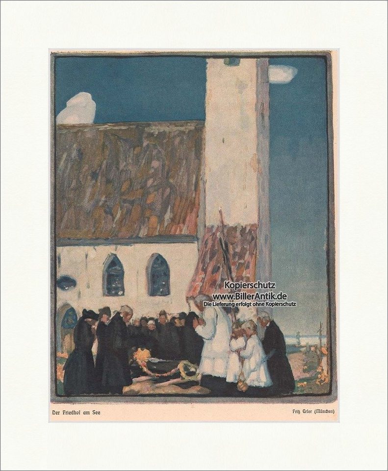 Kunstdruck Der Friedhof am See Fritz Erler Beerdigung Tod Kirche ... Kunstdruck Der Friedhof am See Fritz Erler Beerdigung Tod Kirche ...