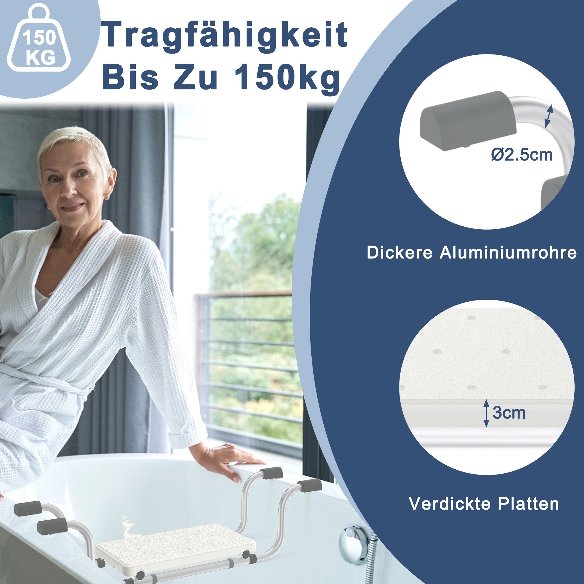FIVMEN Badewannensitz Badewannenbretter Senioren, rutschfest Wannensitz ...