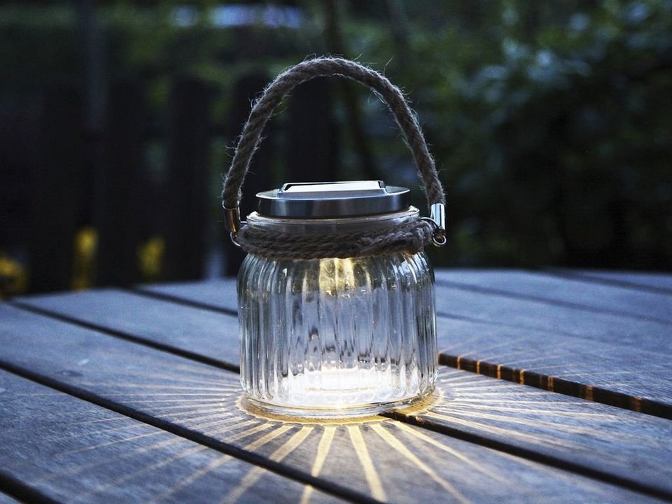 Star Trading Led Windlicht Led Solarglas Windlicht Jamjar Geriffeltes