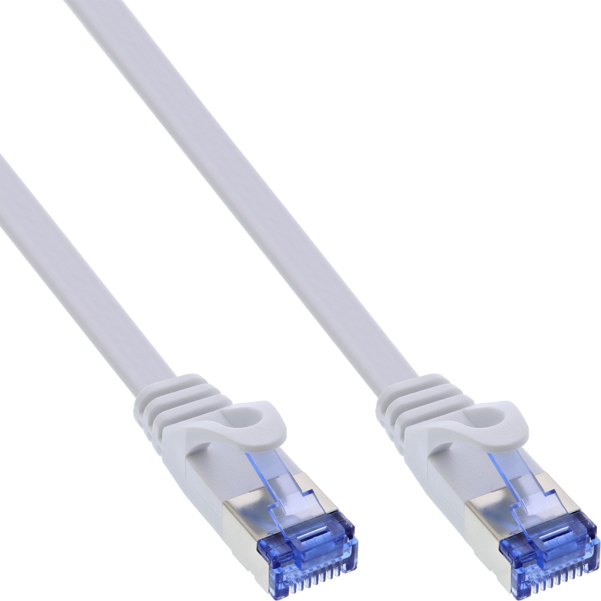 INTOS ELECTRONIC AG InLine® Patchkabel flach, U/FTP, Cat.6A, weiß, 1m LAN-Kabel