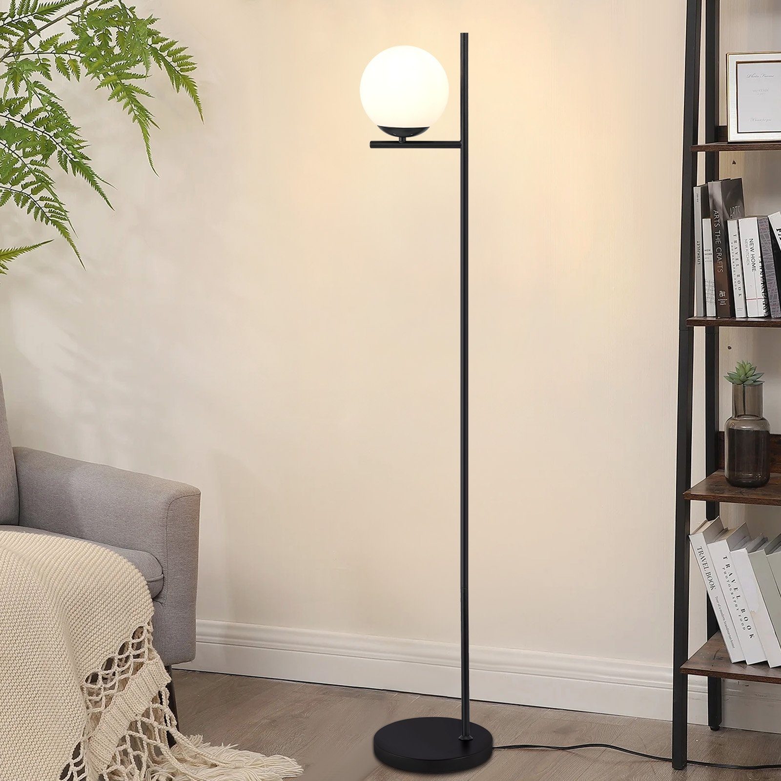 Nettlife Stehlampe Wohnzimmer Gold Glas Vintage E27 Modern Standleuchte