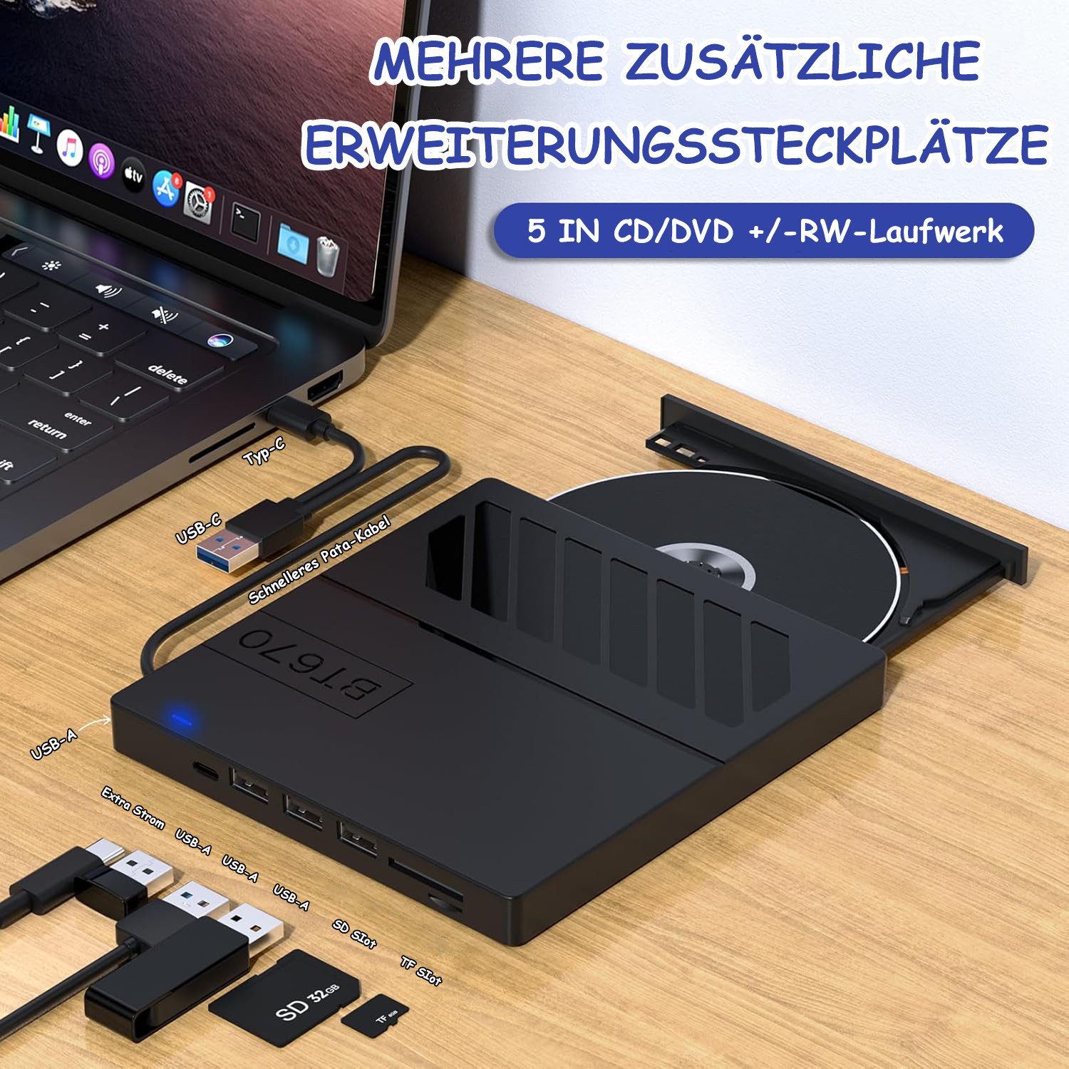 SinLaw 7-in-1 USB Slim Player Brenner, tragbares externes optisches ...
