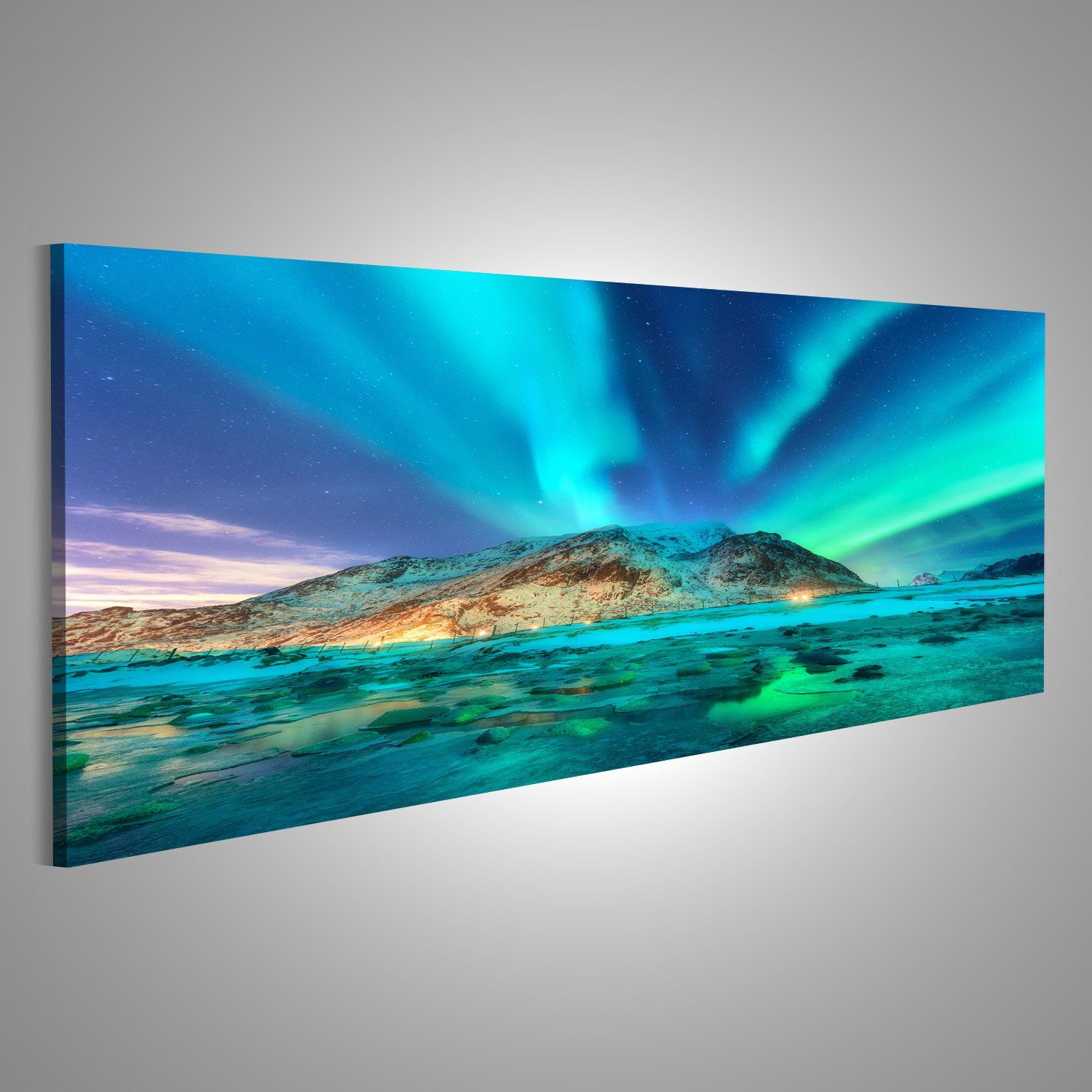 islandburner Leinwandbild Bild auf Leinwand Aurora Nordlichter Lofoten Inseln Norwegen Himmel Po