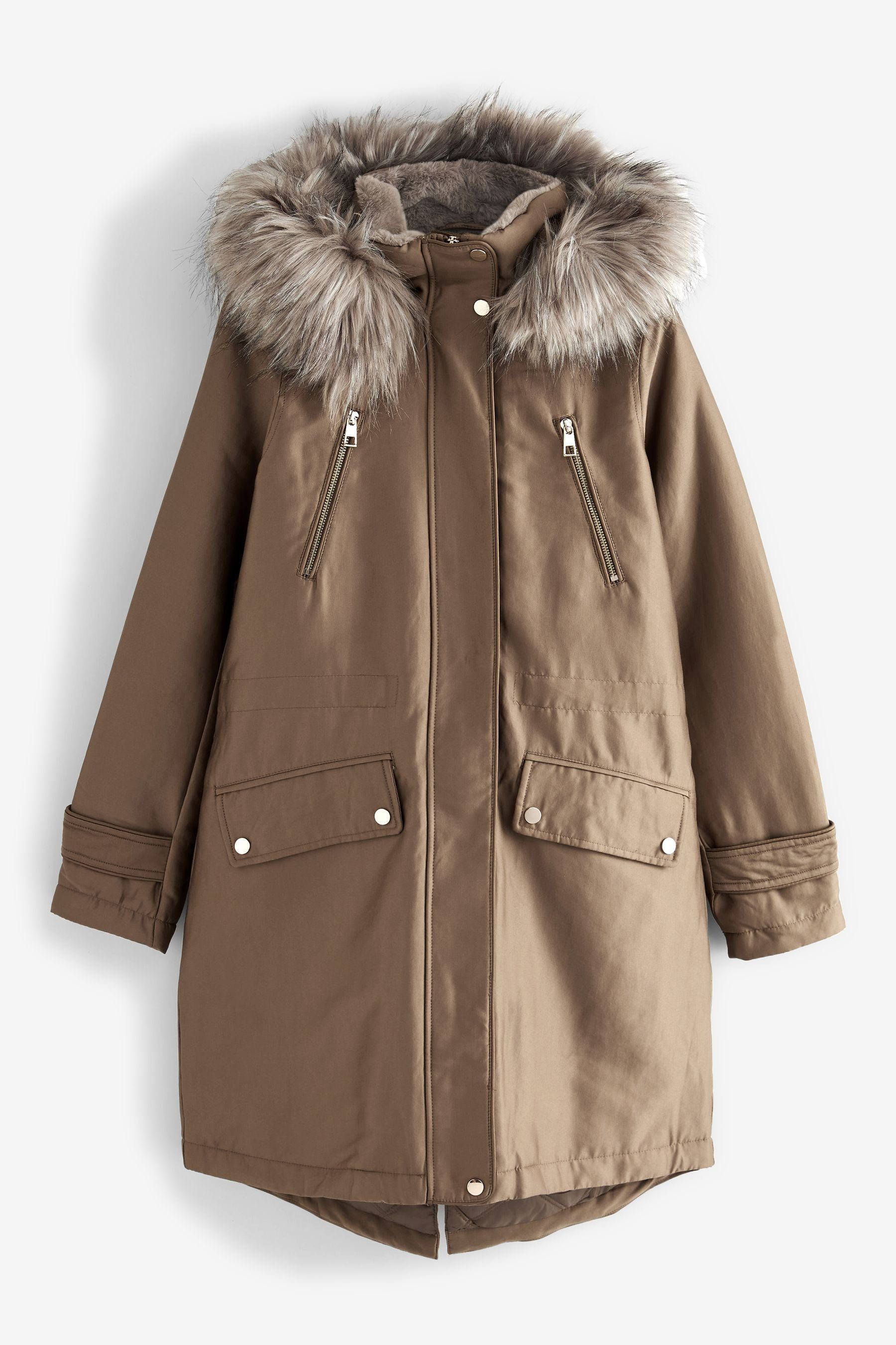 Next Steppmantel Wasserabweisender Langer Wattierter Parka 1 Tlg