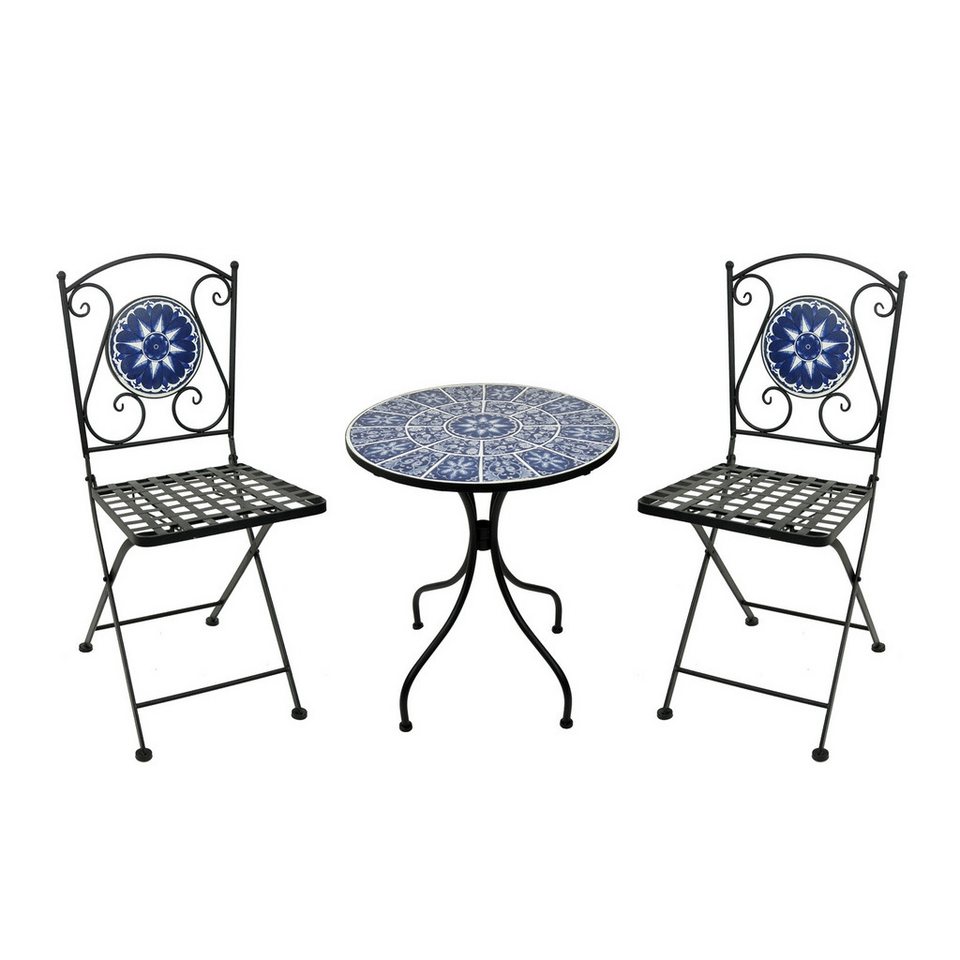 Hti Living Sitzgruppe Tischgruppe Marokko Blau Set 3 Tlg 1x Tisch